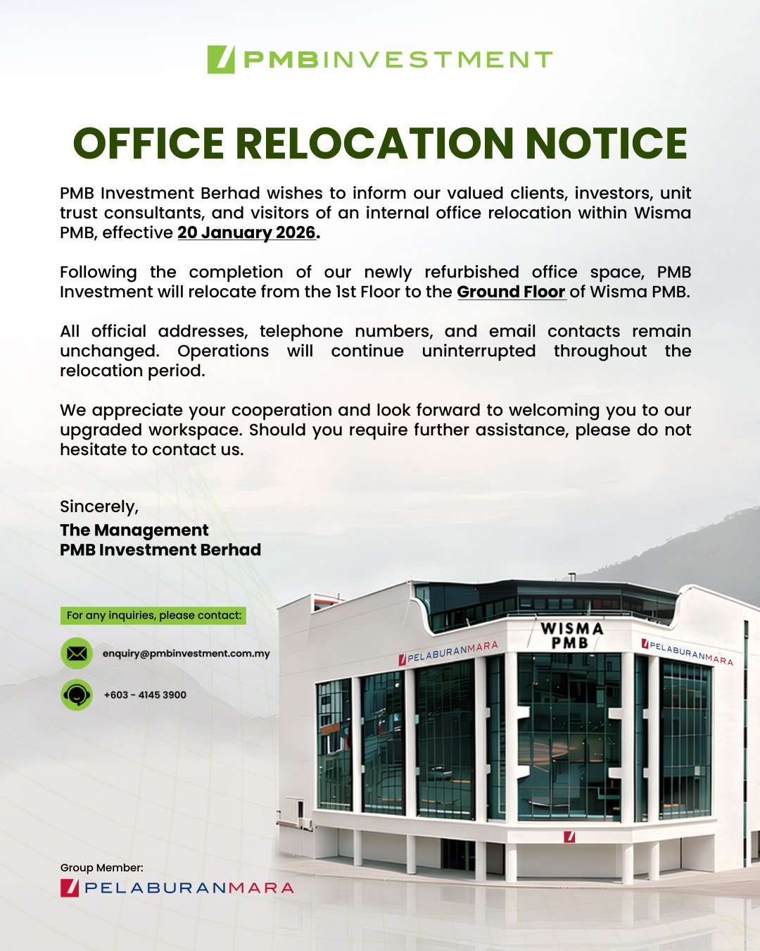 NOTICE - OFFICE RELOCATION